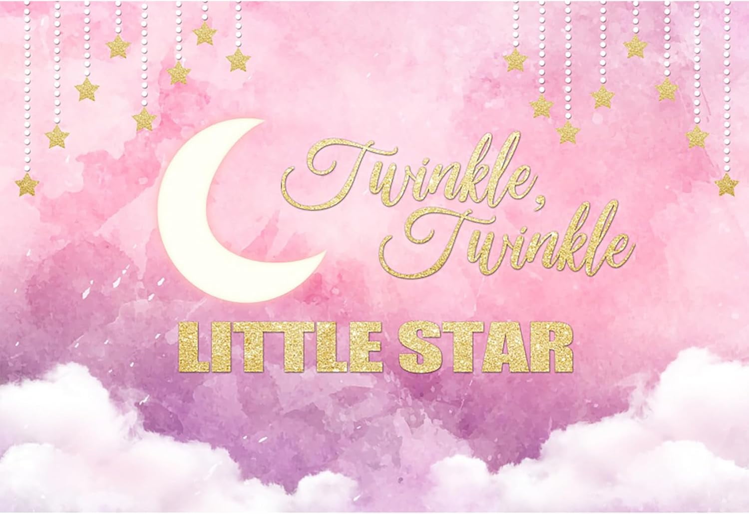 Twinkle Twinkle Little Star Backdrop Bright Moon Gold Stars Sparkling ...