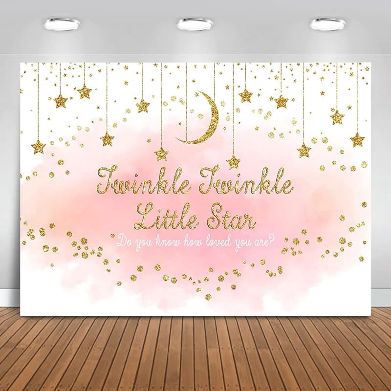 Twinkle Twinkle Little Star Backdrop Light Blue Blush Pink Navy Blue ...
