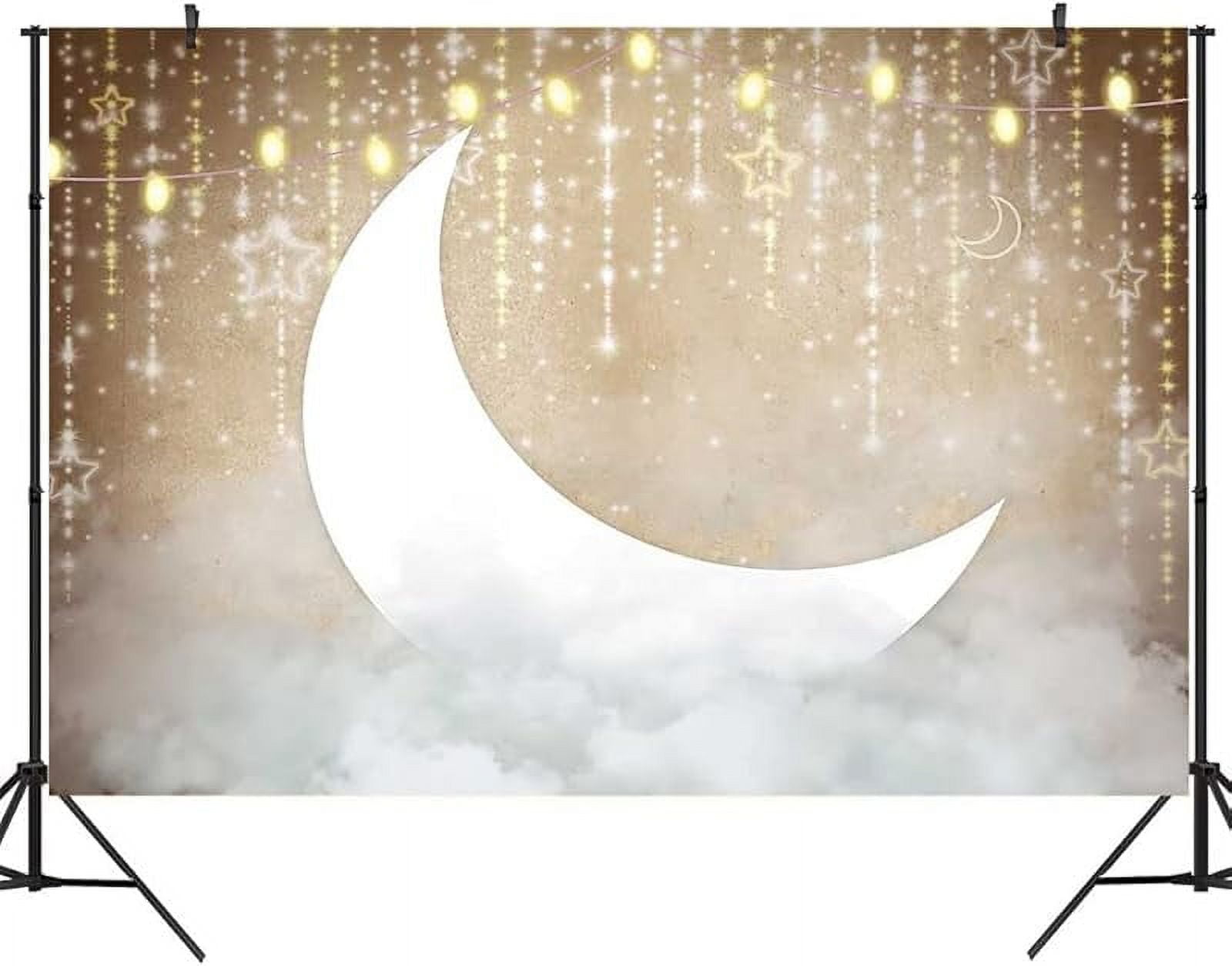 Twinkle Twinkle Little Star Backdrop Moon Light Pink Clouds Baby Shower ...