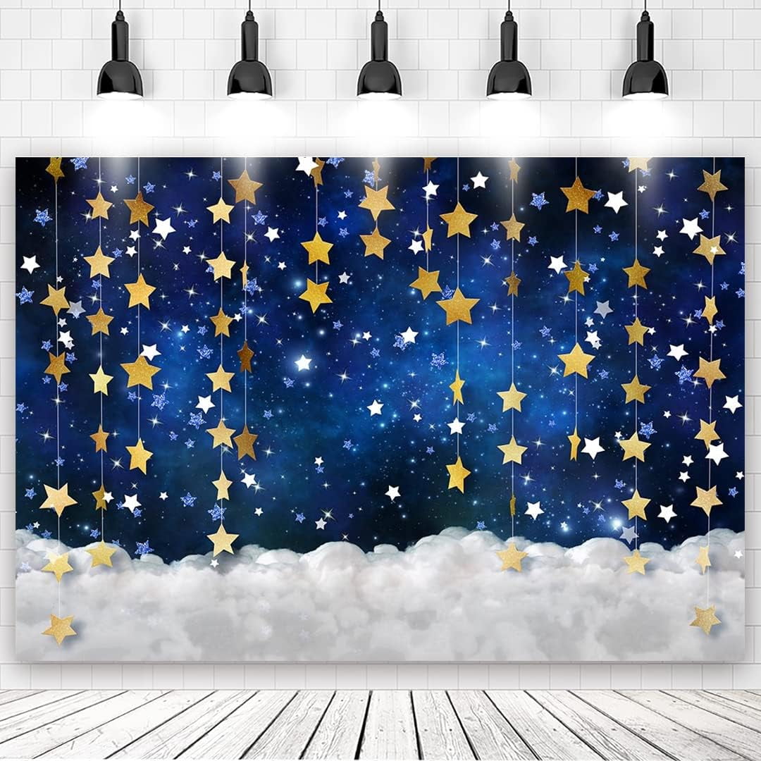 Twinkle Little Star Backdrops Blue Galaxy Starry Sky Gold Little Star ...