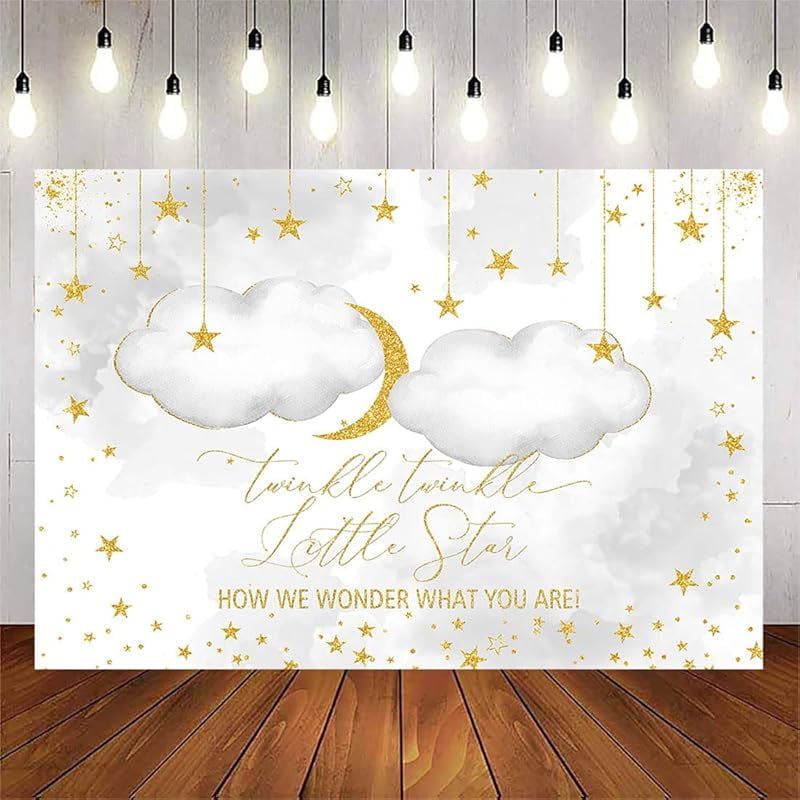 Twinkle Twinkle Little Star Backdrops Decorations White Clouds and Moon ...