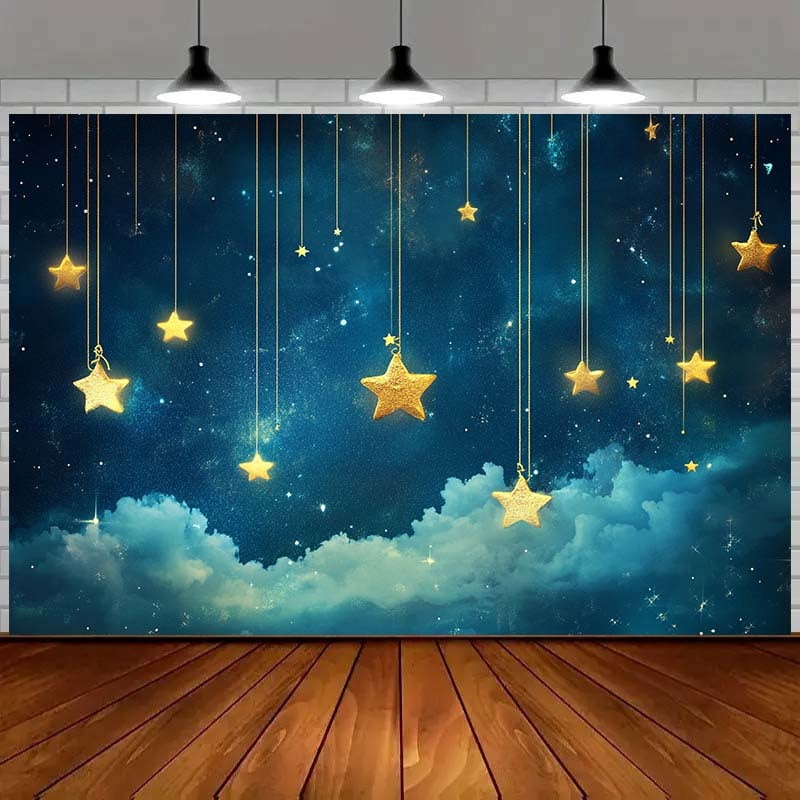 Twinkle Little Star Backdrops Green Galaxy Starry Sky Gold Glitter ...
