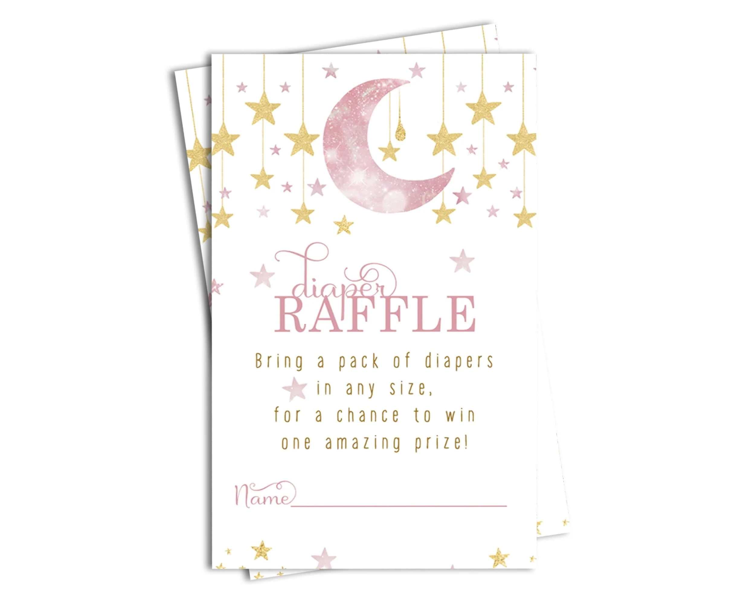 Twinkle Little Star Diaper Raffle Tickets (50 Pack) Girls Baby Shower ...