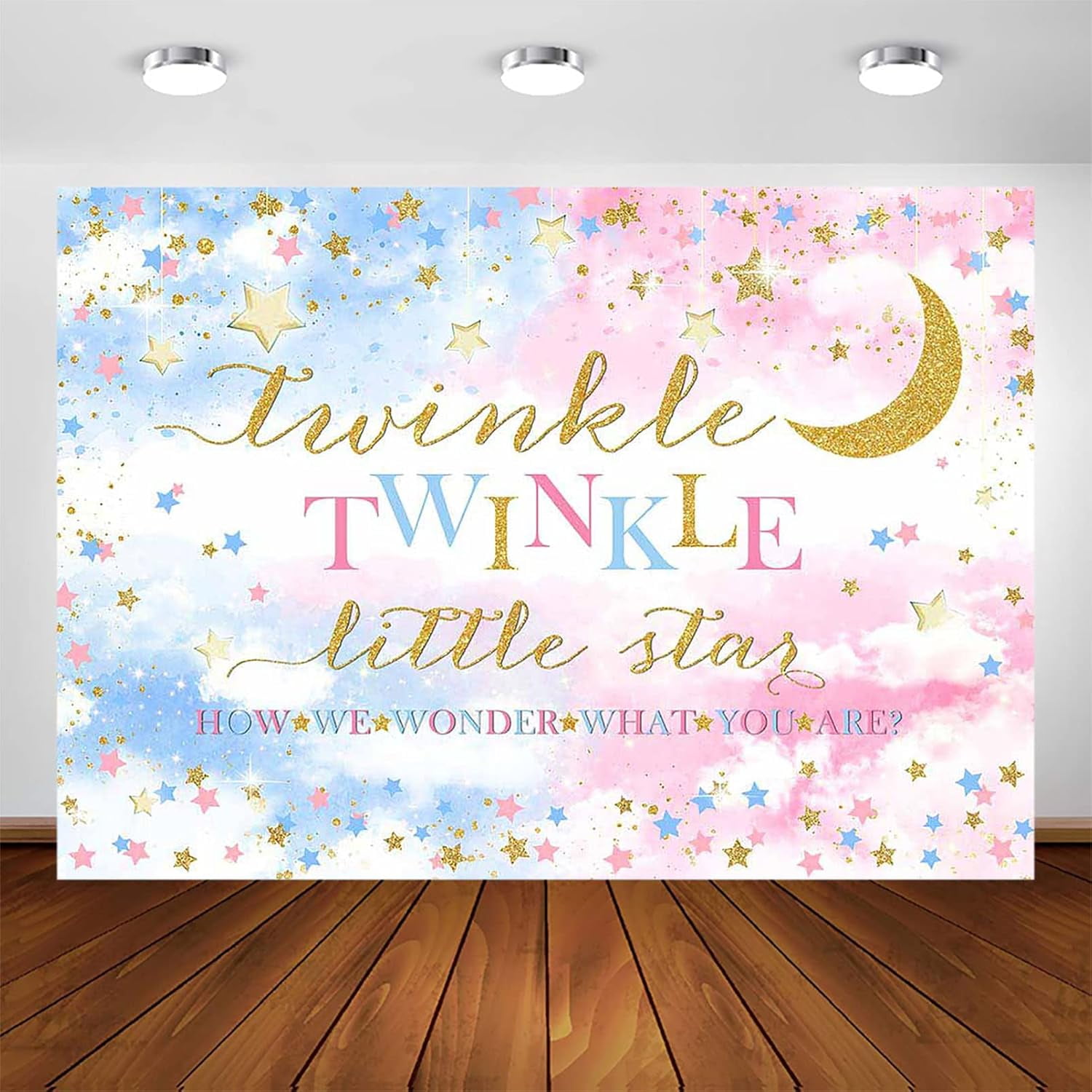 Twinkle Twinkle Little Star Gender Reveal Backdrop Blue or Pink Gender ...