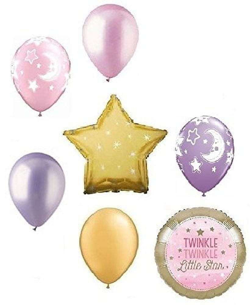 Twinkle Twinkle Little Star Moon Girl Pink Baby Shower Balloon Bouquet ...