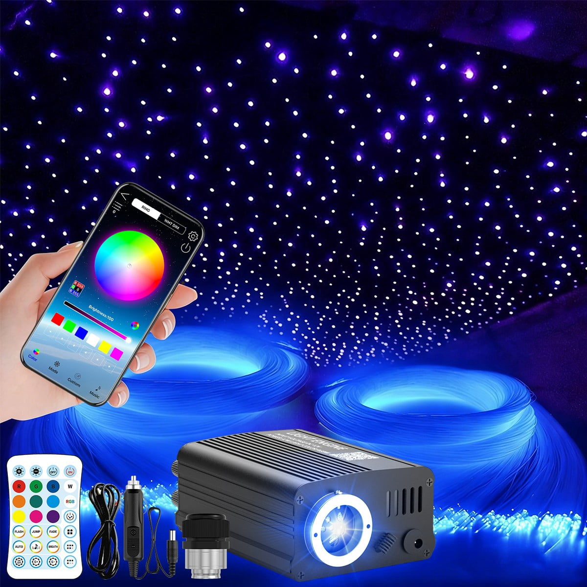 Twinkle & Meteor Starlight Headliner Kit for Car 0.03in x 9.8ft 550 ...