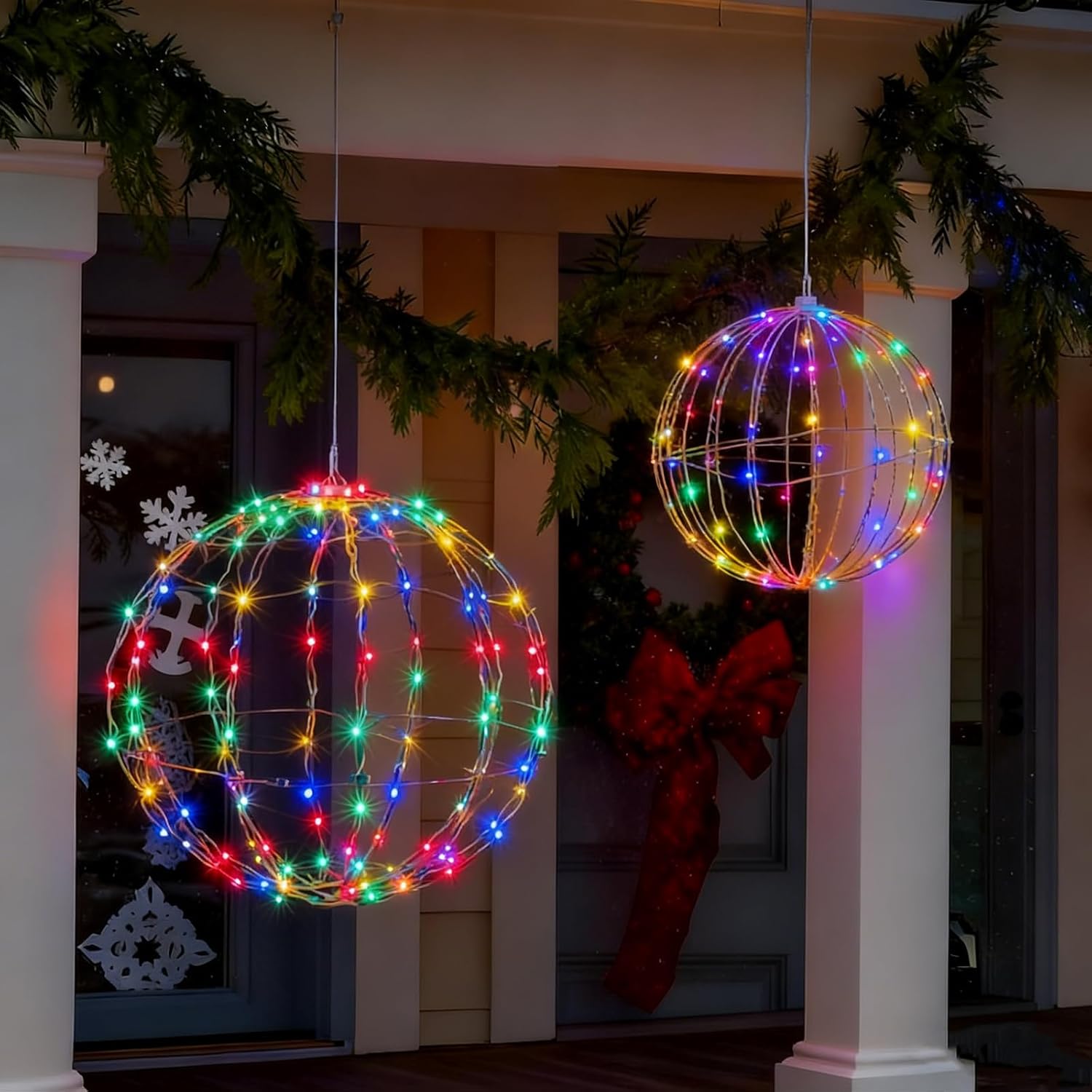 Twinkle Orbs Battery Operated, 2 Pack Hanging Christmas Light Balls ...