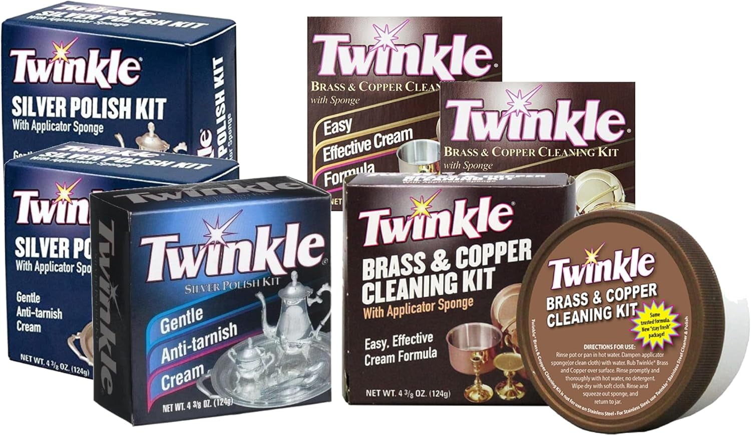Twinkle Silver Polish Kit and Brass & Copper Cleaning Polish Kit (Pack ...