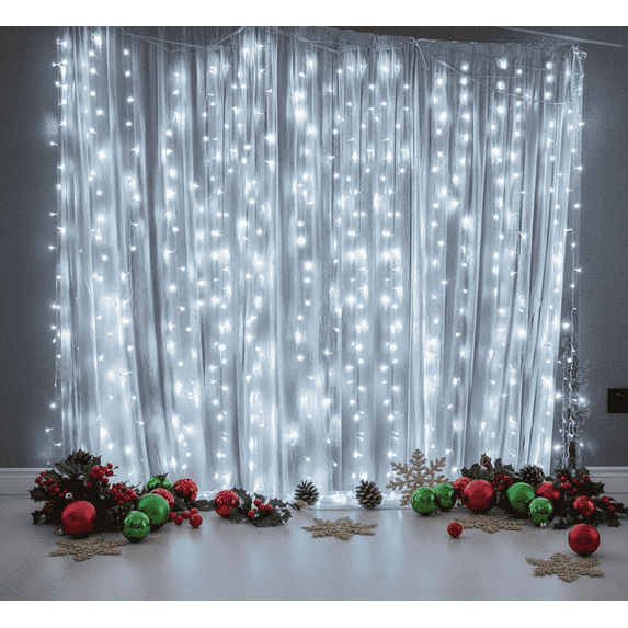 Twinkle Star 300 LED Window Curtain String Light for Bedroom, Indoor ...