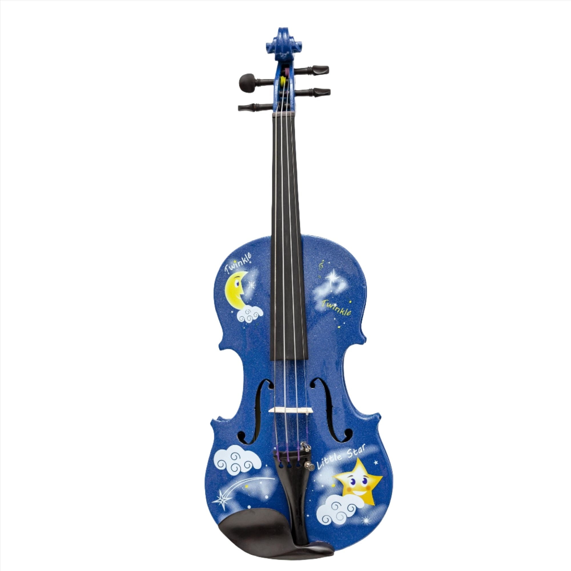 Twinkle Star Blue Violin w Brazilwood bow Case Crystal Fine Tuners ...