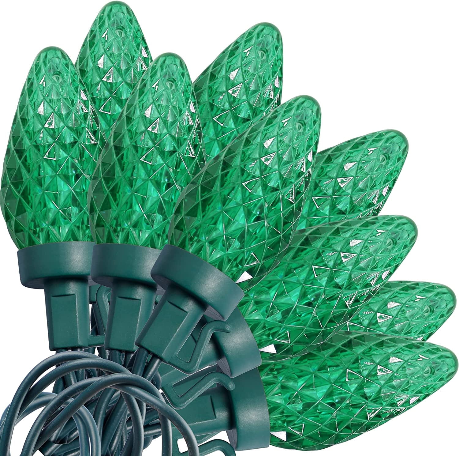 Twinkle Star C9 Christmas Lights, 24.5 FT 50 Lights Faceted Strawberry ...