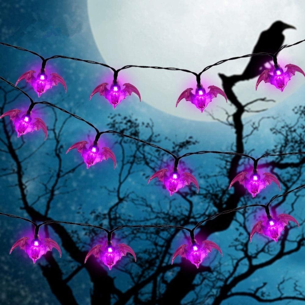 Twinkle Star LED Easter String Lights, Purple Bat Easter Lights with 8 ...