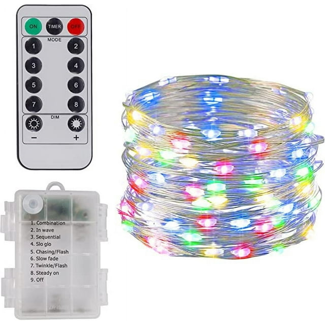 Twinkle Star Christmas Fairy Lights Battery Operated, 33ft 100 LED ...