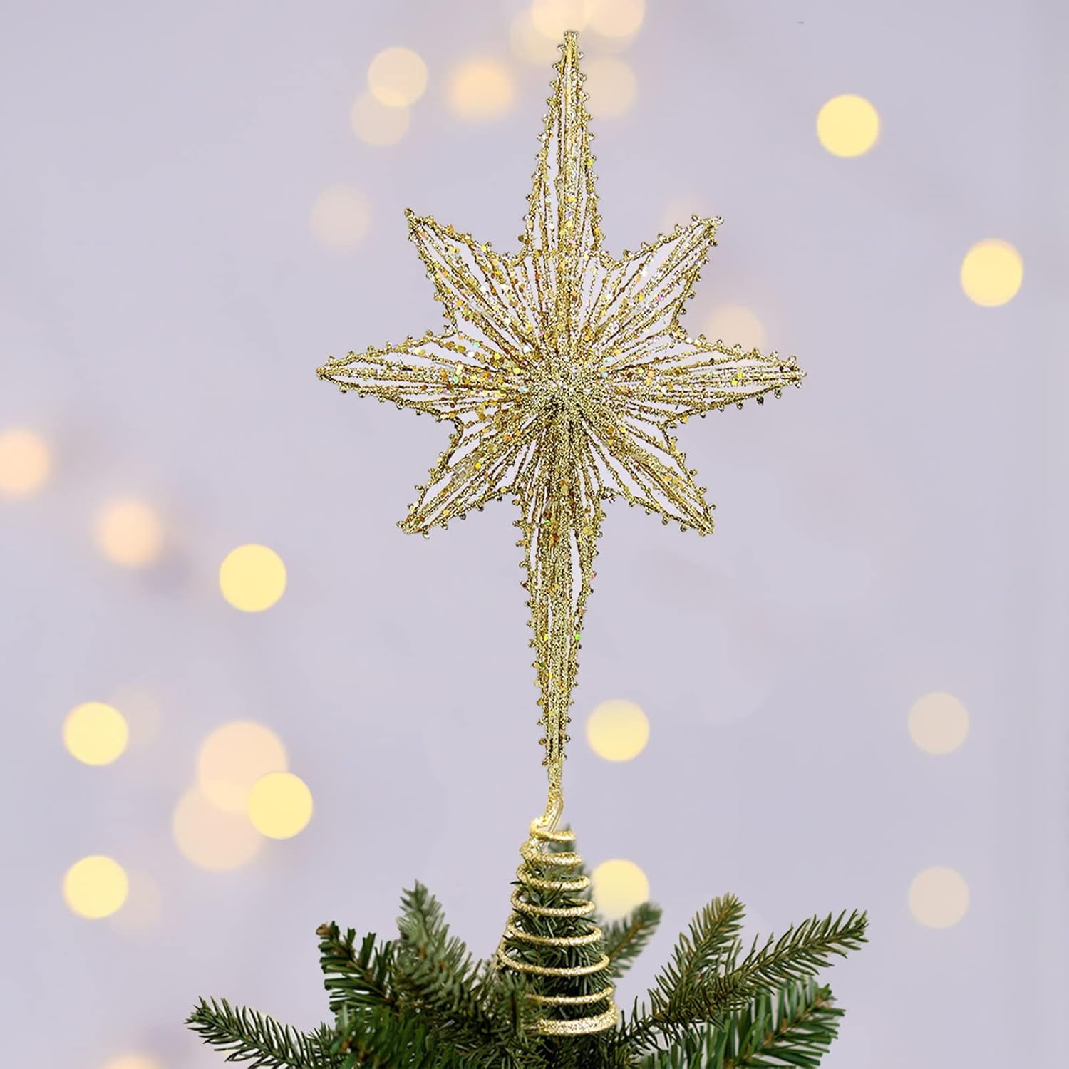 Twinkle Star Lighted Christmas Tree Topper, Bethlehem Star Treetop with ...