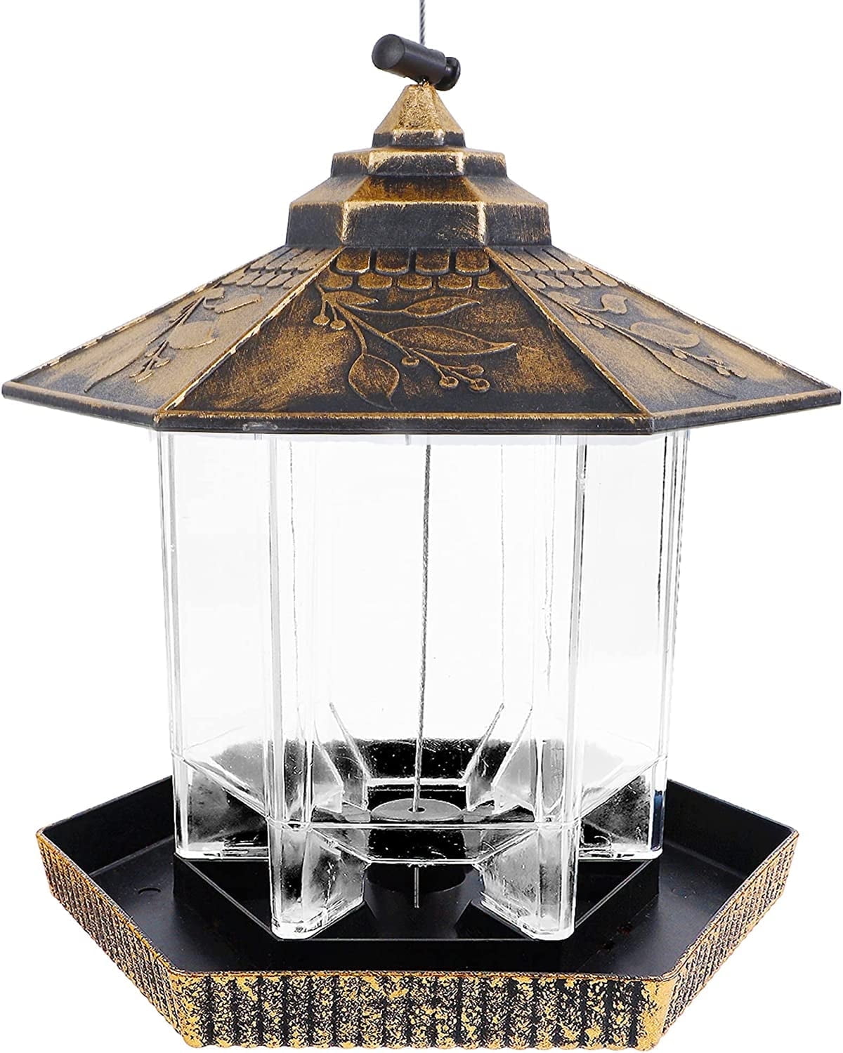 Twinkle Star Golden Bronze Bird Feeder, Hexagon, Outdoor Garden ...