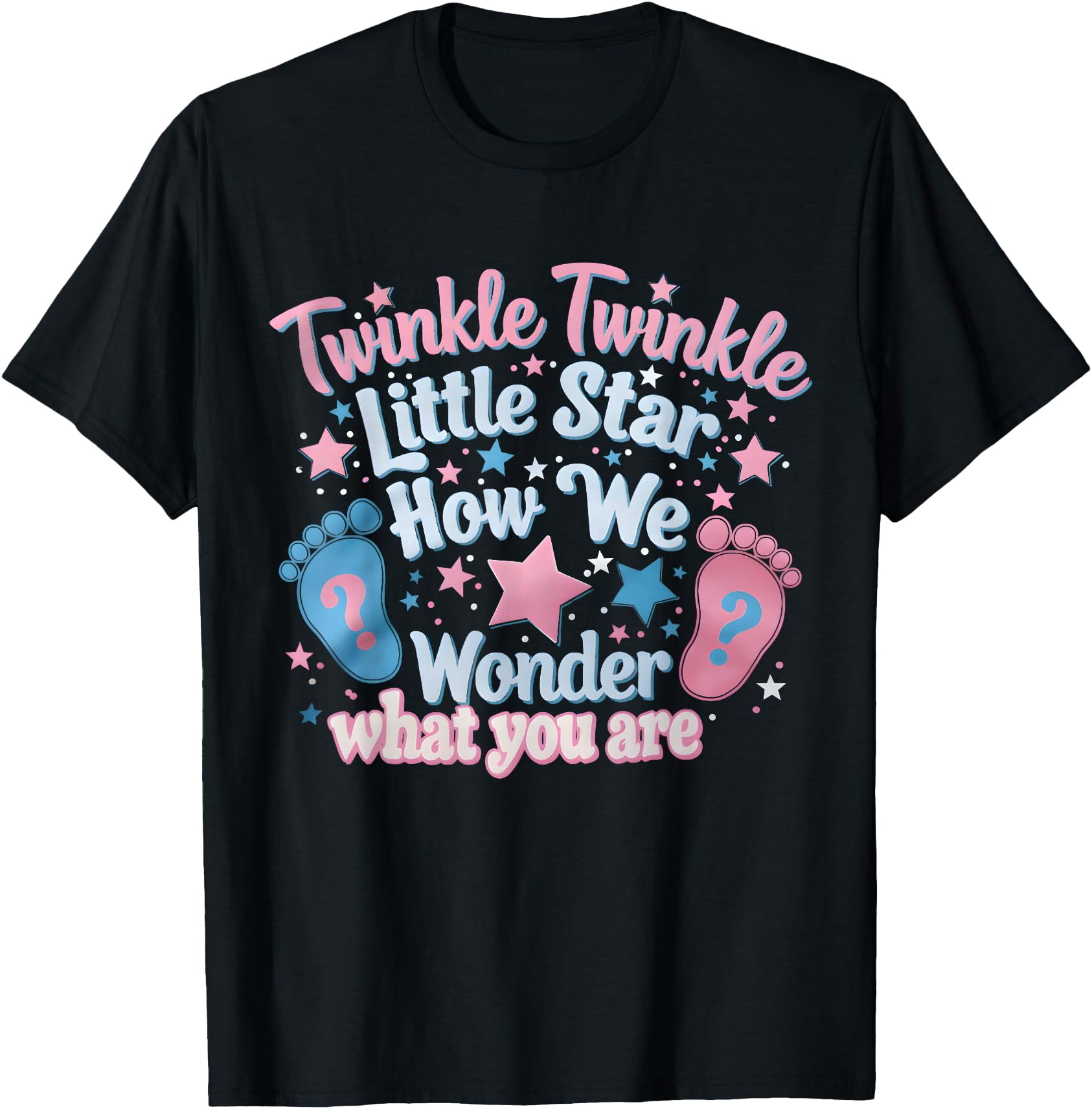 Twinkle Star Wonder Gender Reveal Footprint Shower T-Shirt Expecting ...