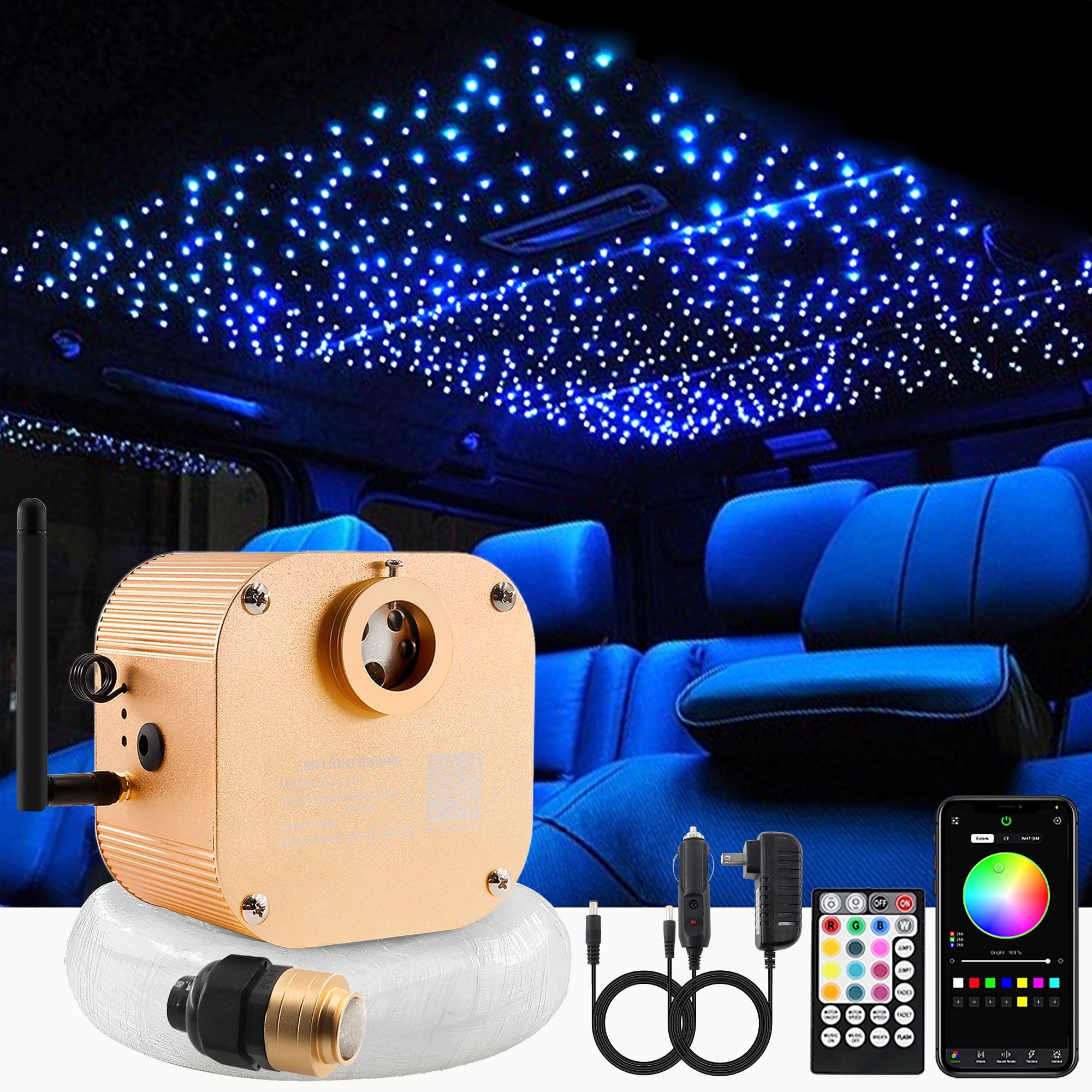 BESTUND Twinkle Starlight Headliner Kit 16W Fiber Optic Lights 400pcs ...