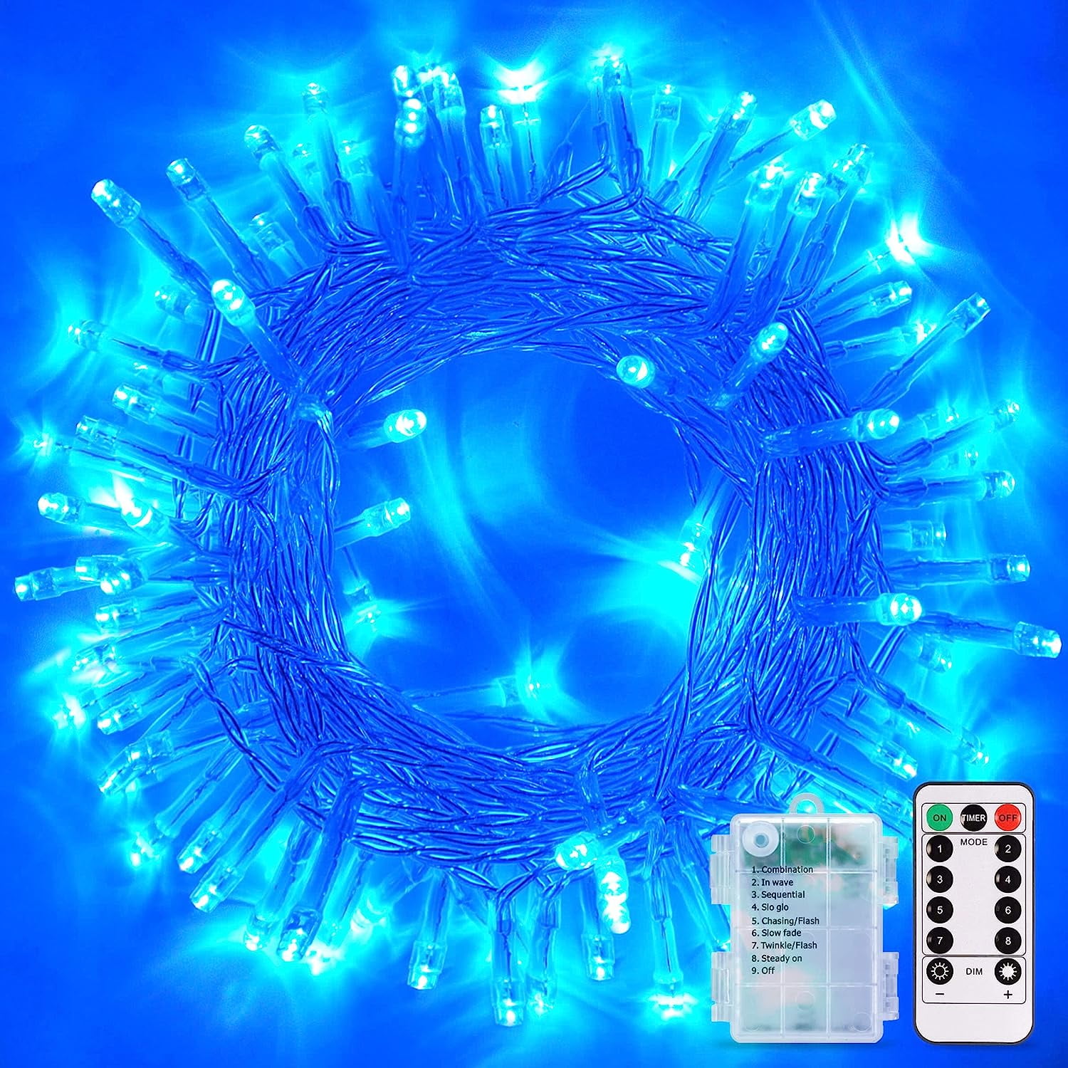 Twinkle String Lights Outdoor Waterproof, 33ft 80 LED Battery Battery ...