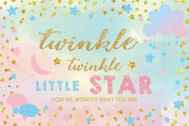 Twinkle Twinkle A Little Star Baby Shower Backdrop Color Cloud Moon Kid ...