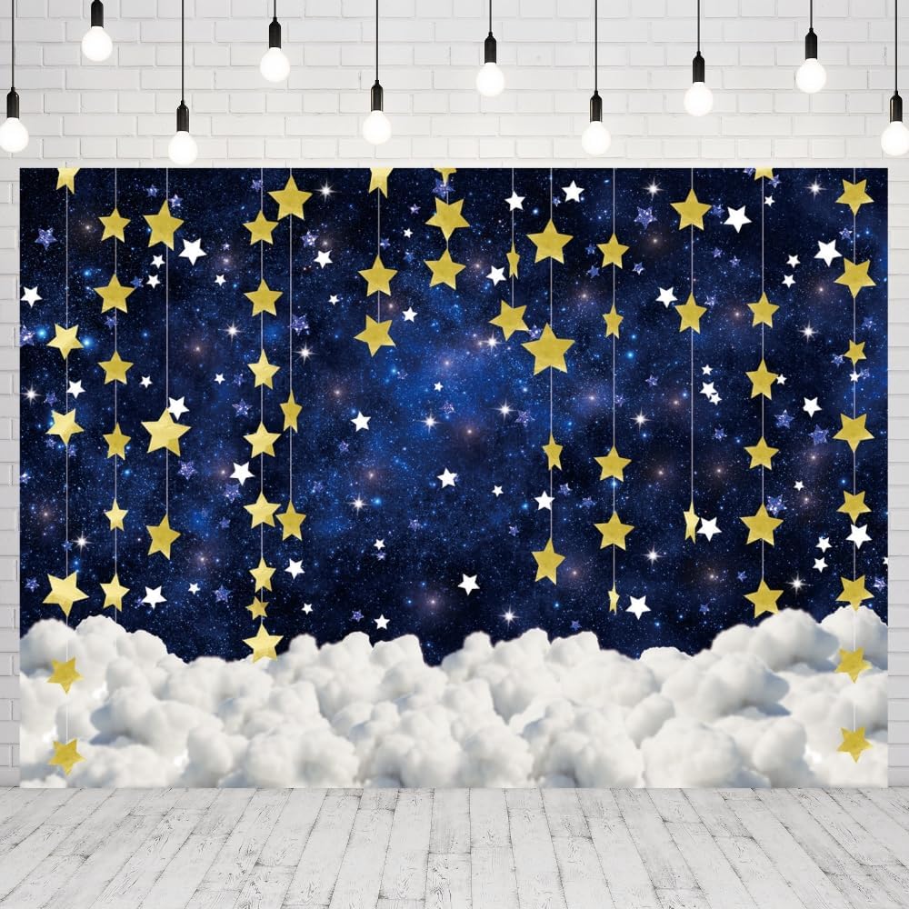 Twinkle Twinkle Baby Shower Backdrop Glitter Gold Star Galaxy Starry ...