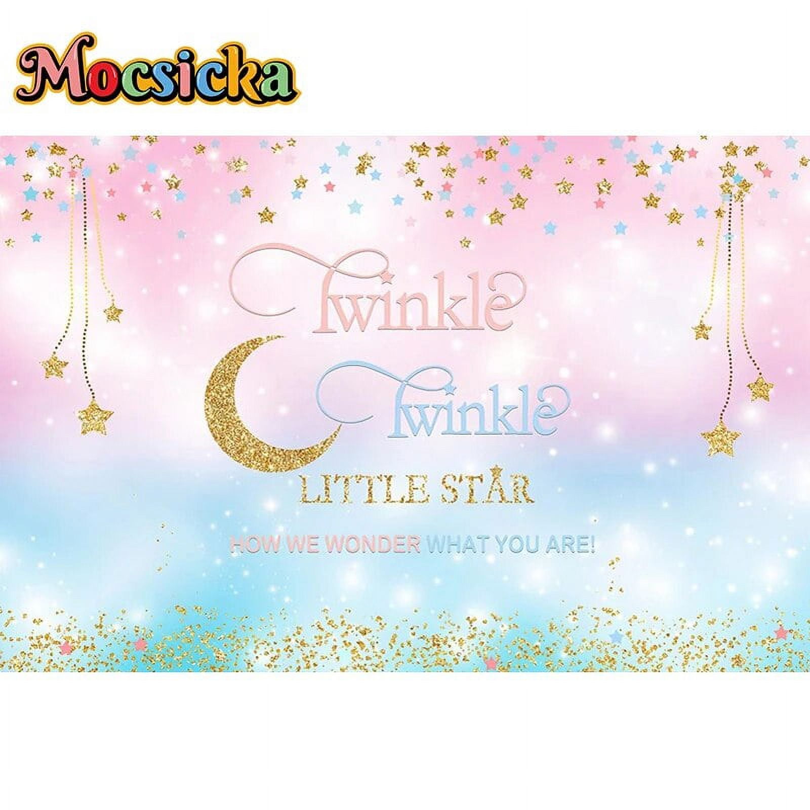 Twinkle Twinkle Baby Shower Backdrop Pink Cloud Gold Star Moon Photography Background Studio ...