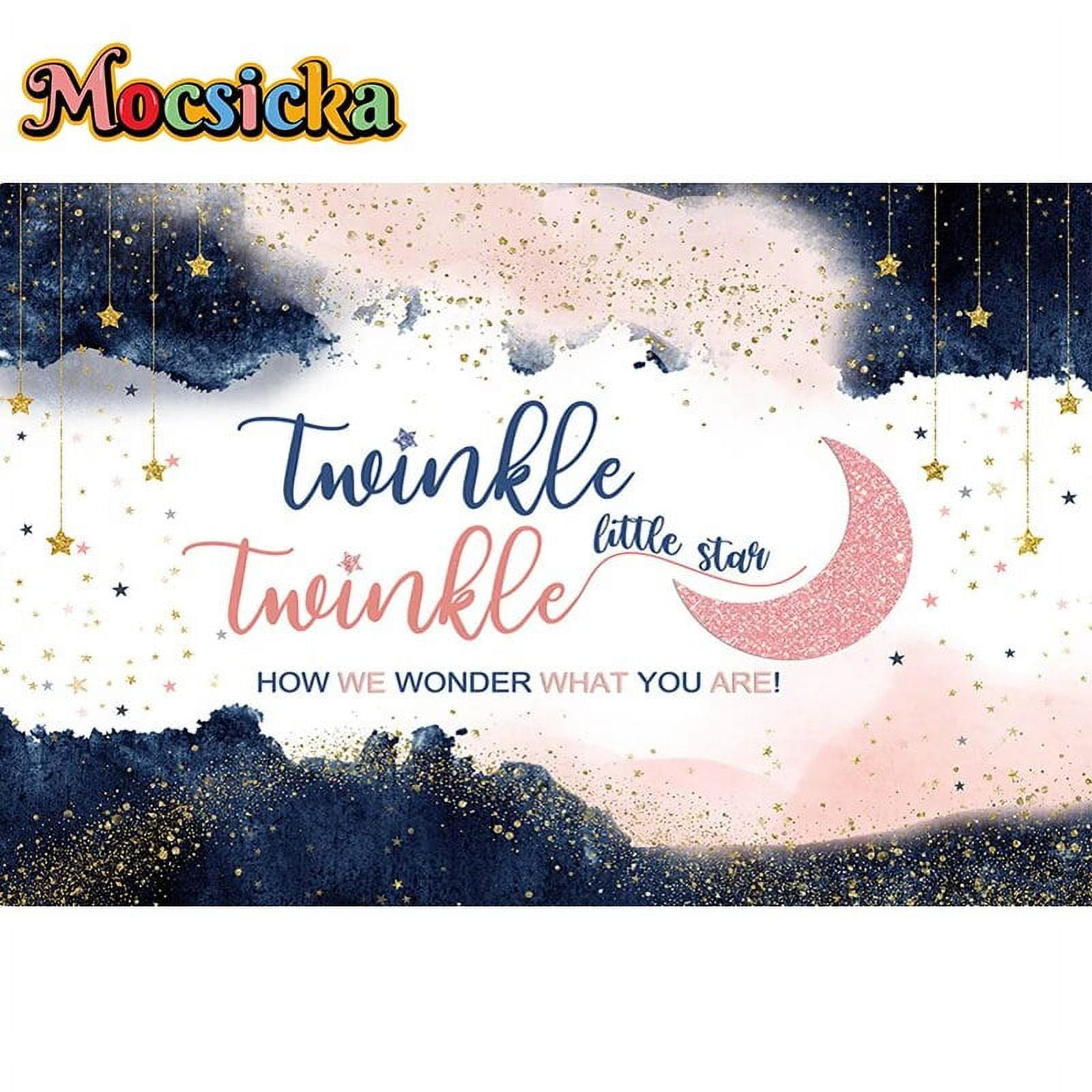 Twinkle Twinkle Baby Shower Backdrop Pink Cloud Gold Star Moon ...