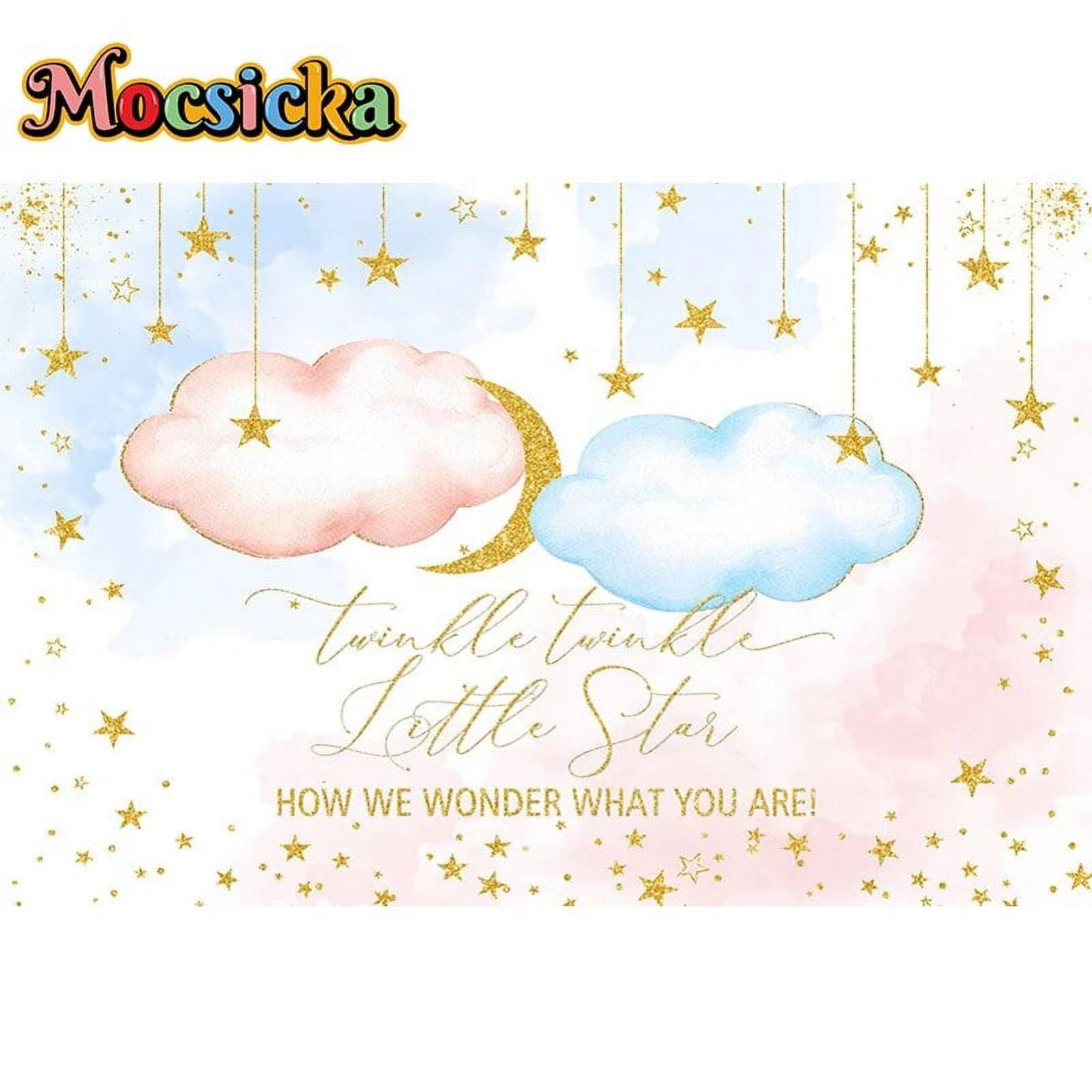 Twinkle Twinkle Baby Shower Backdrop Pink Cloud Gold Star Moon Photography Background Studio ...