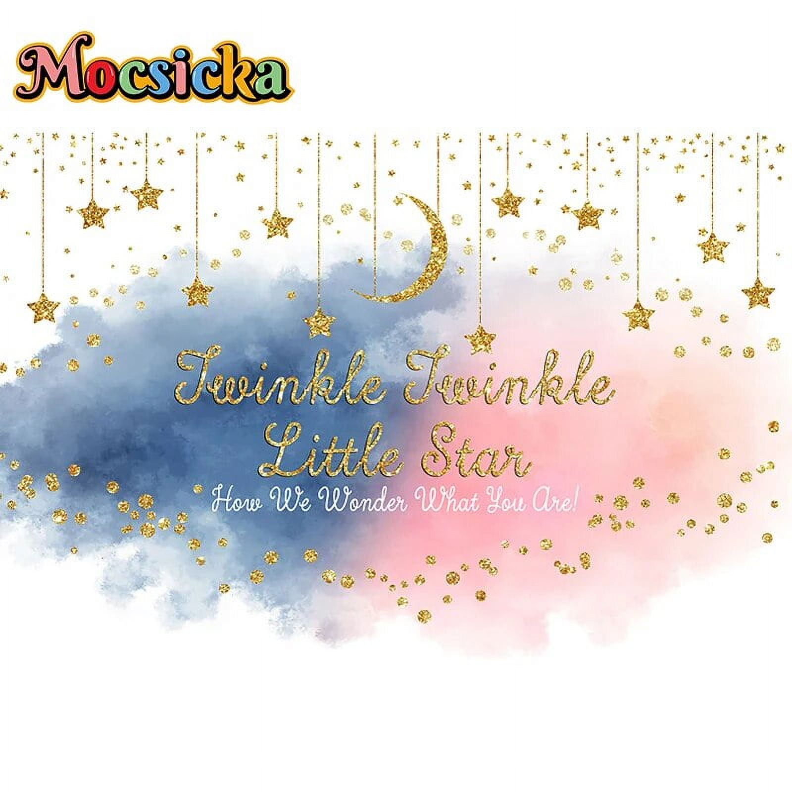 Twinkle Twinkle Baby Shower Backdrop Pink Cloud Gold Star Moon ...