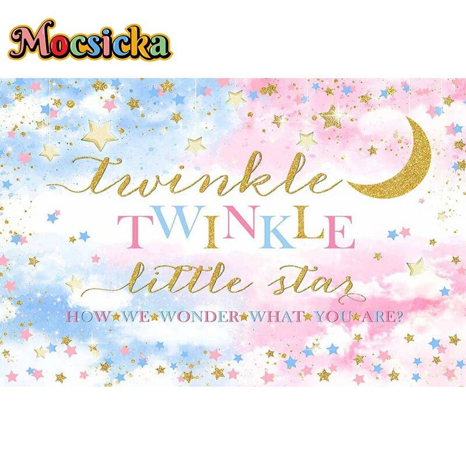 Twinkle Twinkle Baby Shower Backdrop Pink Cloud Gold Star Moon ...