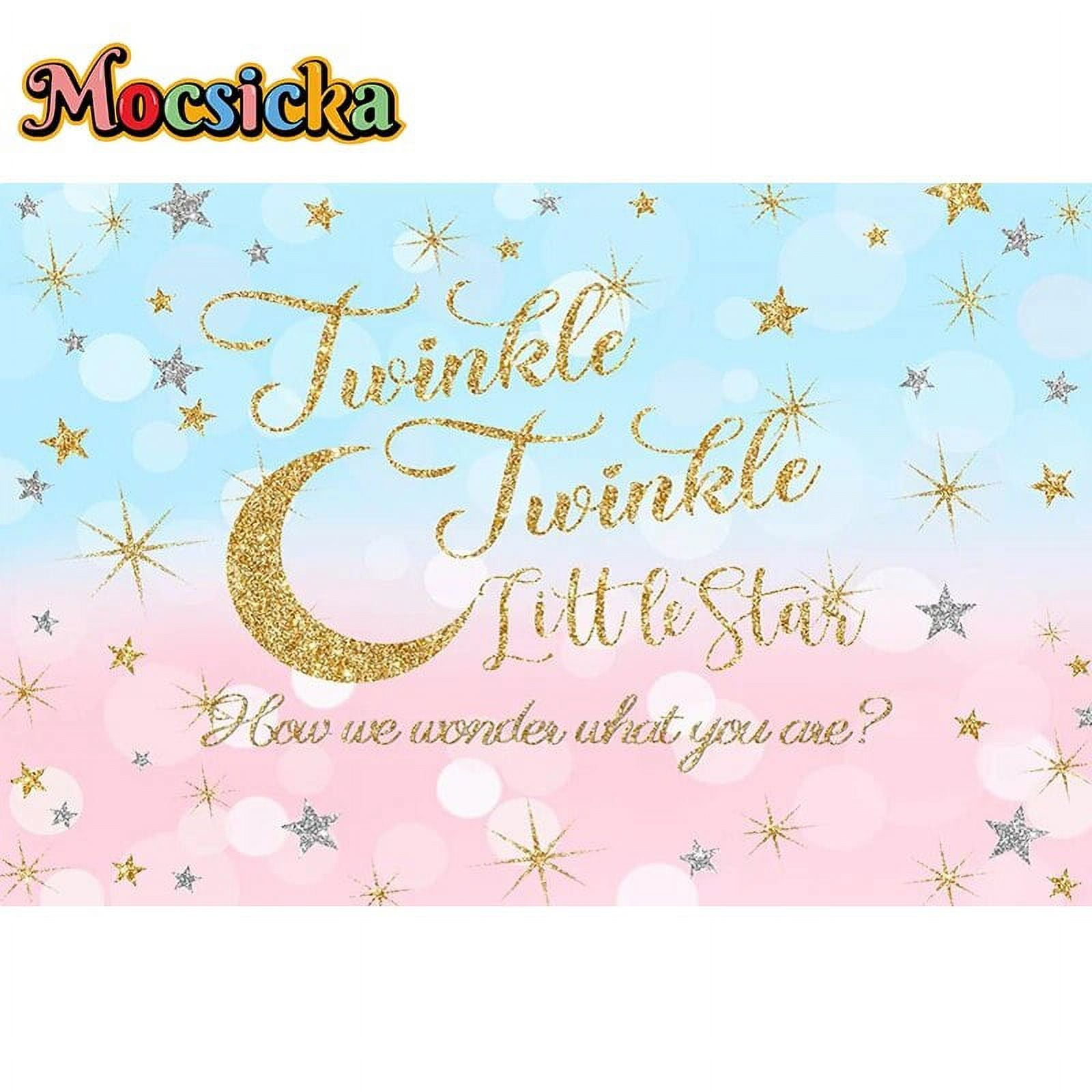 Twinkle Twinkle Baby Shower Backdrop Pink Cloud Gold Star Moon ...