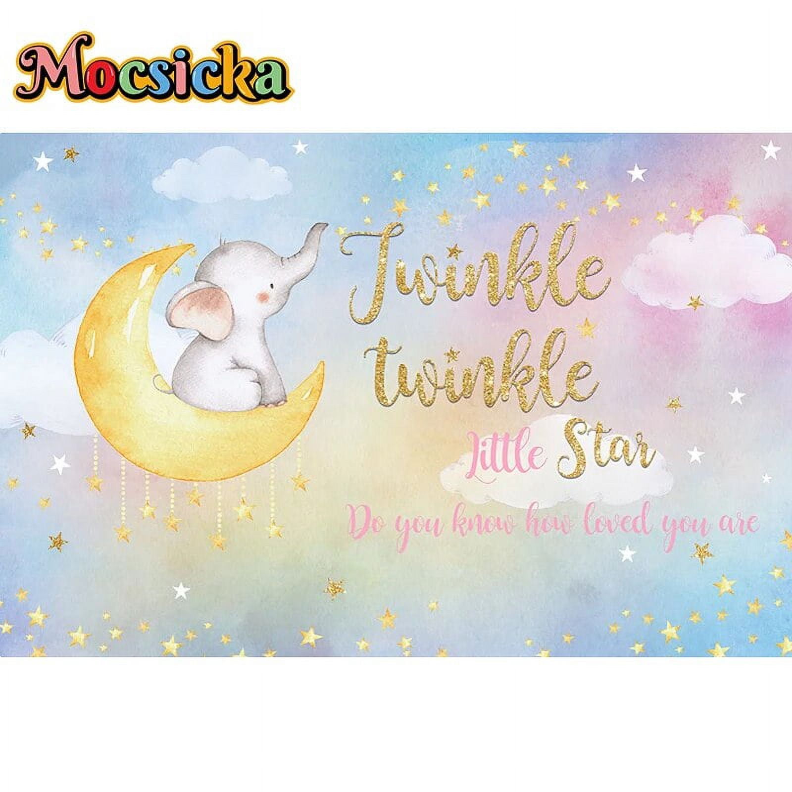 Twinkle Twinkle Baby Shower Backdrop Pink Cloud Gold Star Moon Photography Background Studio ...