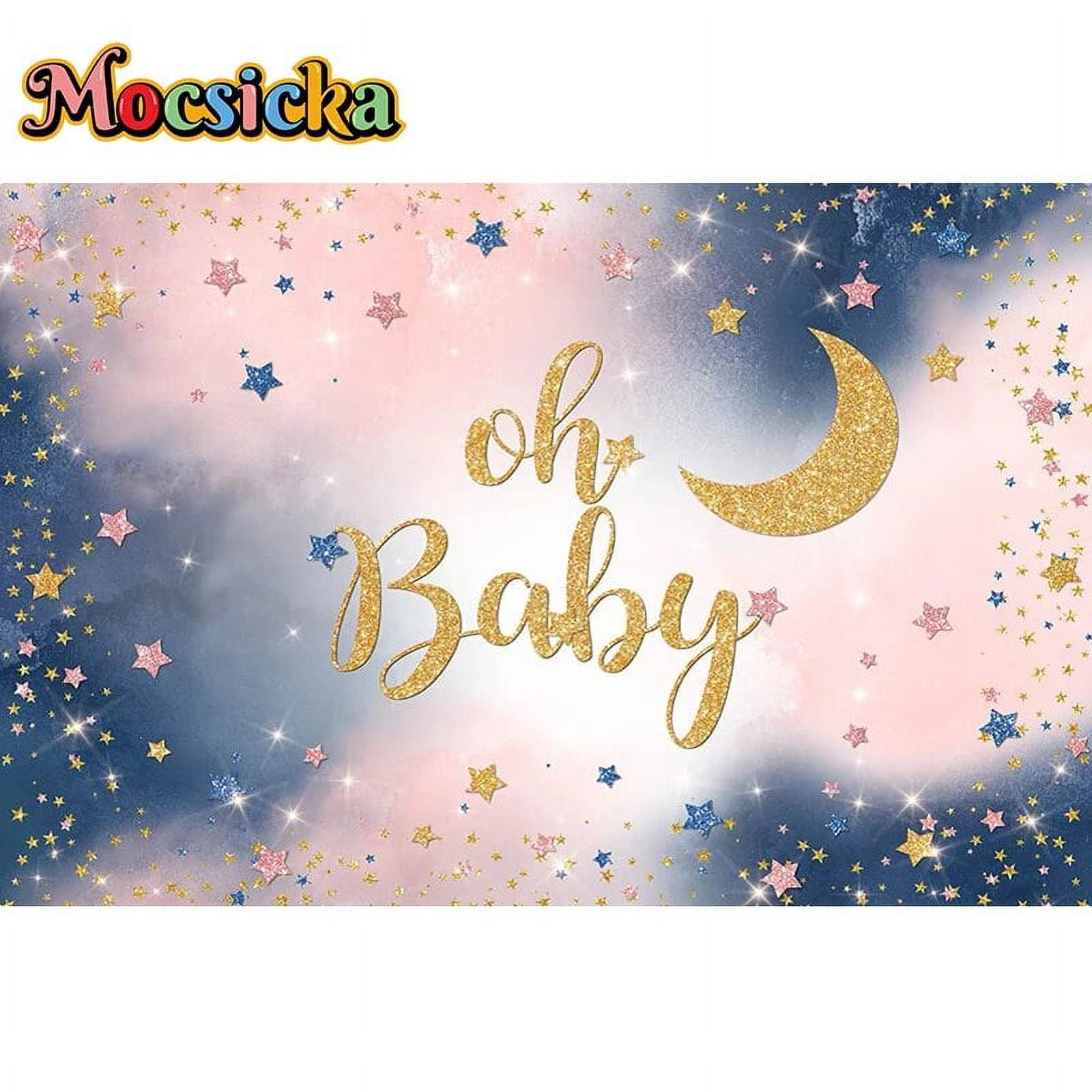 Twinkle Twinkle Baby Shower Backdrop Pink Cloud Gold Star Moon ...