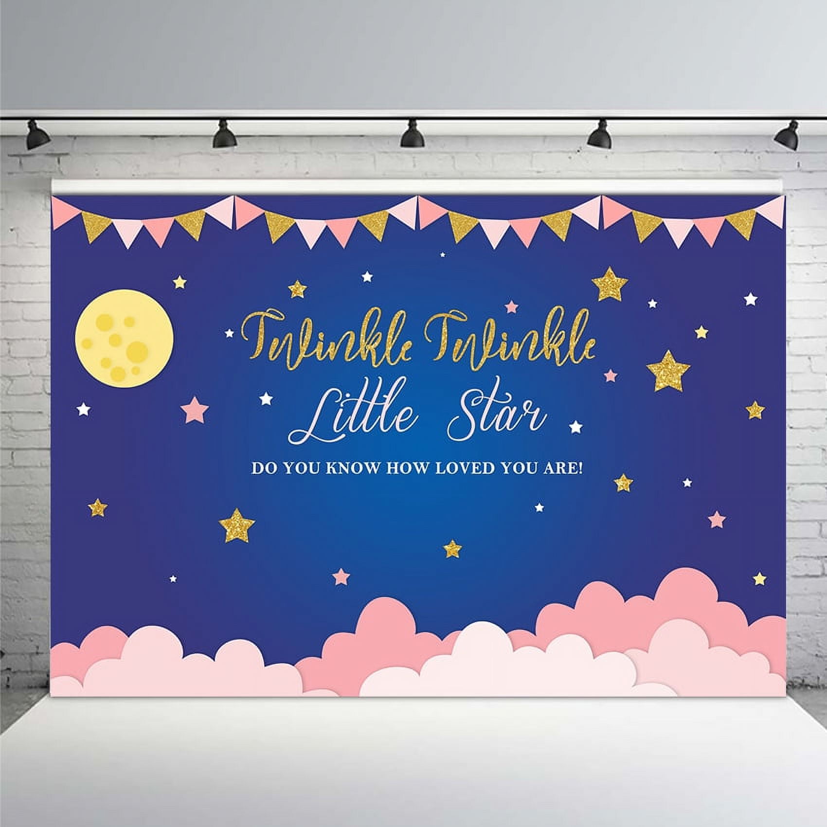 Twinkle Twinkle Backdrop Blue Sky Background Golden Star Moon rated ...