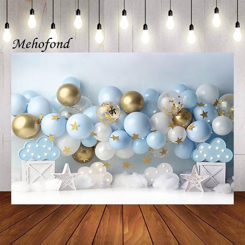 Twinkle Twinkle Blue Balloon Cloud Bday Party Cake Smash r Backdrop ...