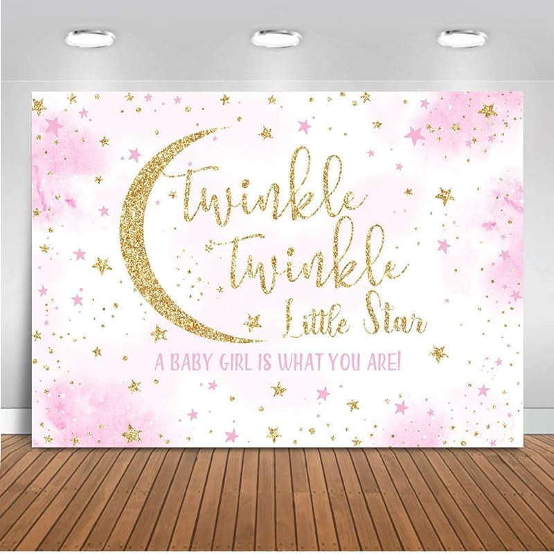 Twinkle Twinkle Little Star Backdrop Gold and Pink Twinkle Girl Baby ...