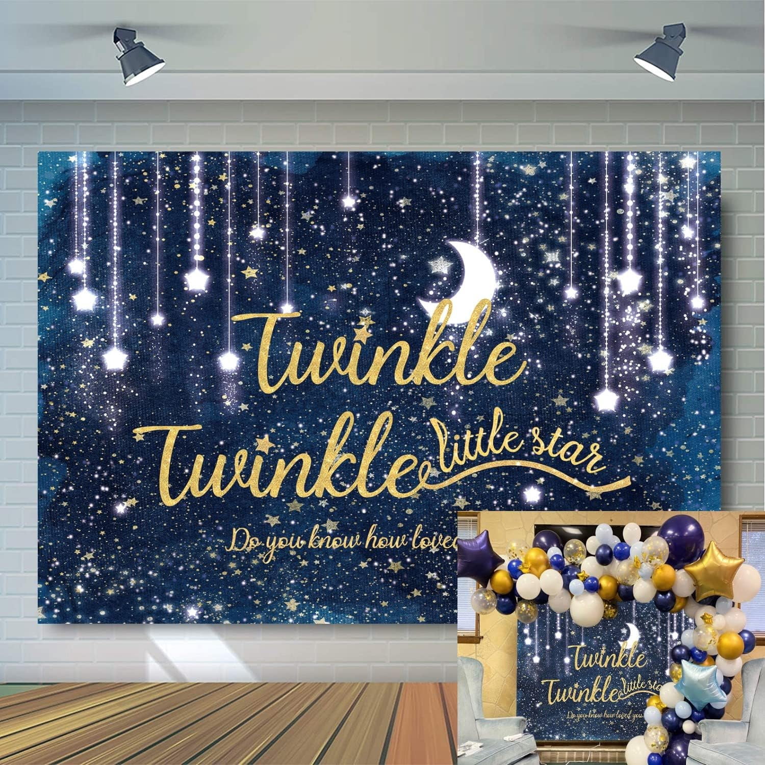 Twinkle Twinkle Little Star Backdrop Night Sky Star and Moon Galaxy ...