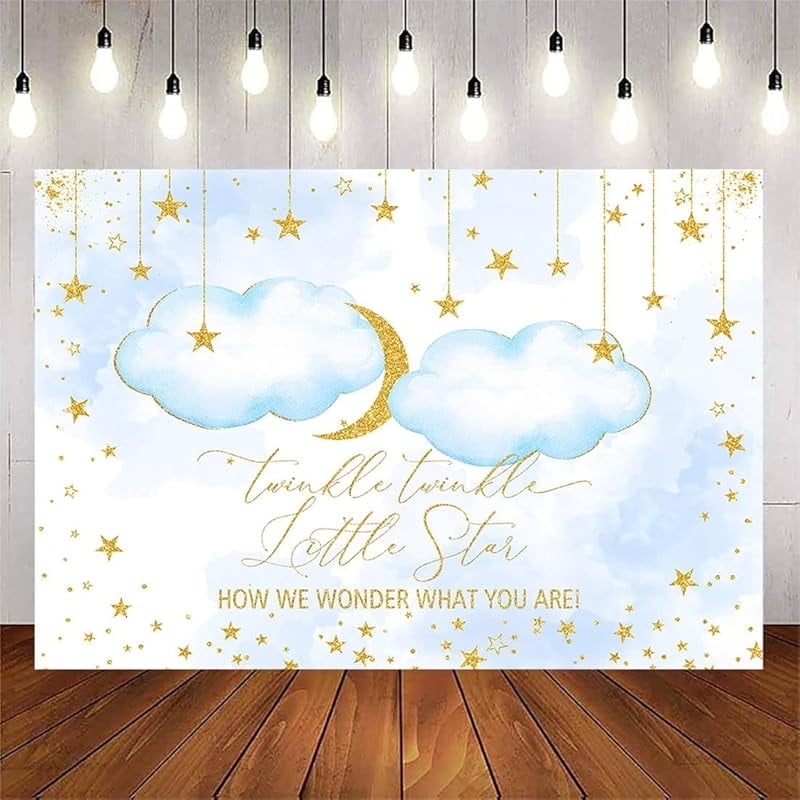 Twinkle Twinkle Little Star Backdrops Decorations White Clouds and Moon ...
