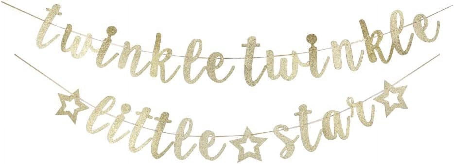 Twinkle Twinkle Little Star Banner, Fun Gold Glitter Sign for Birthday ...
