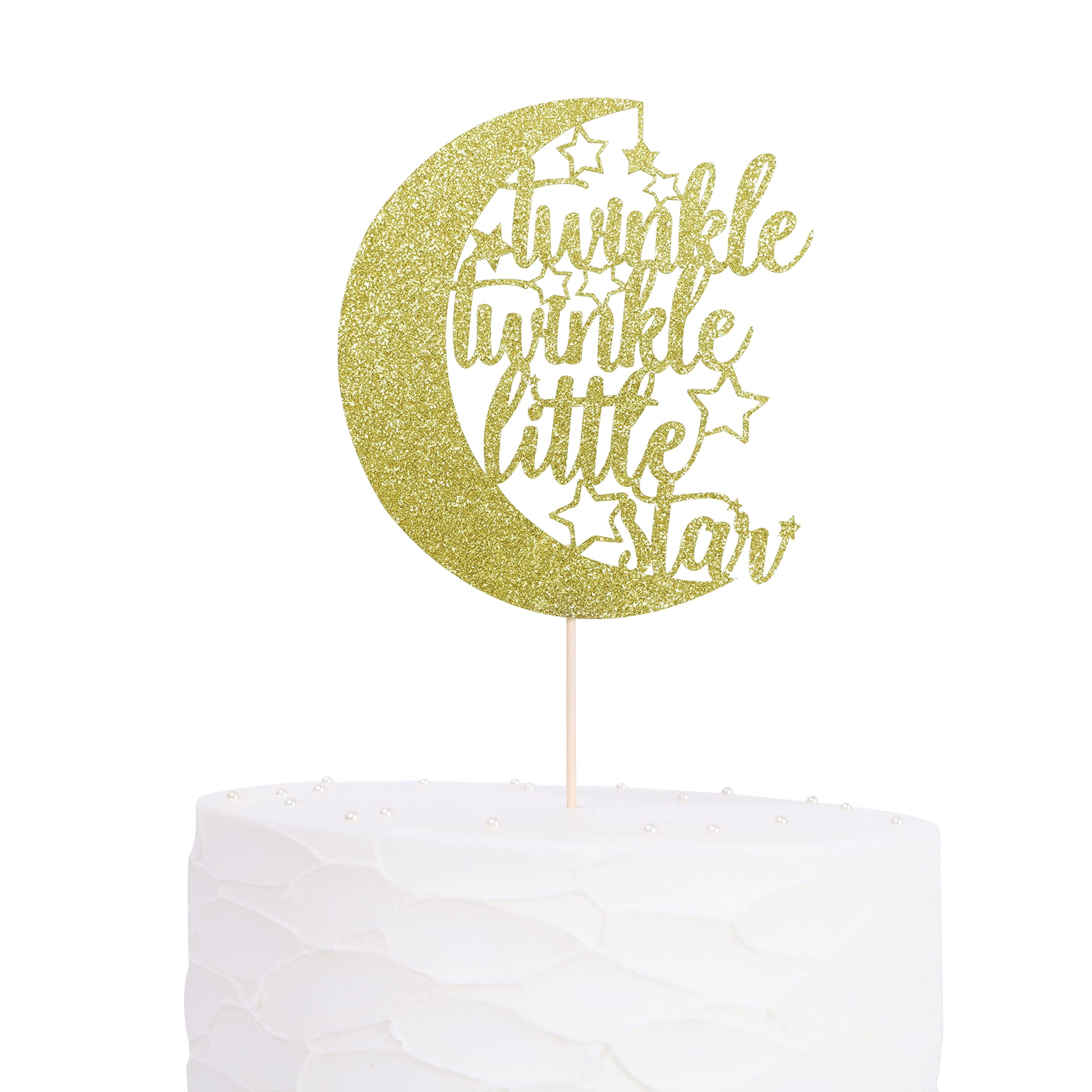 Twinkle Twinkle Little Star Cake Topper RST1 - Gold Glitter Moon and ...