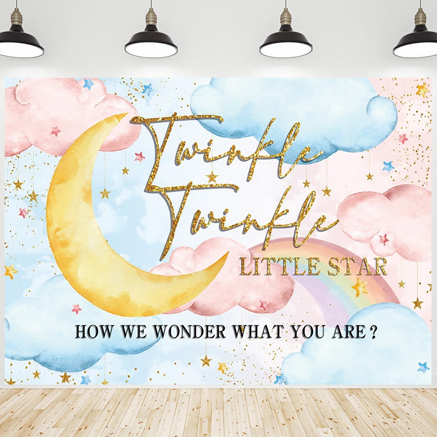 Twinkle Twinkle Little Star Gender Reveal Backdrop Pink Blue Boy or ...