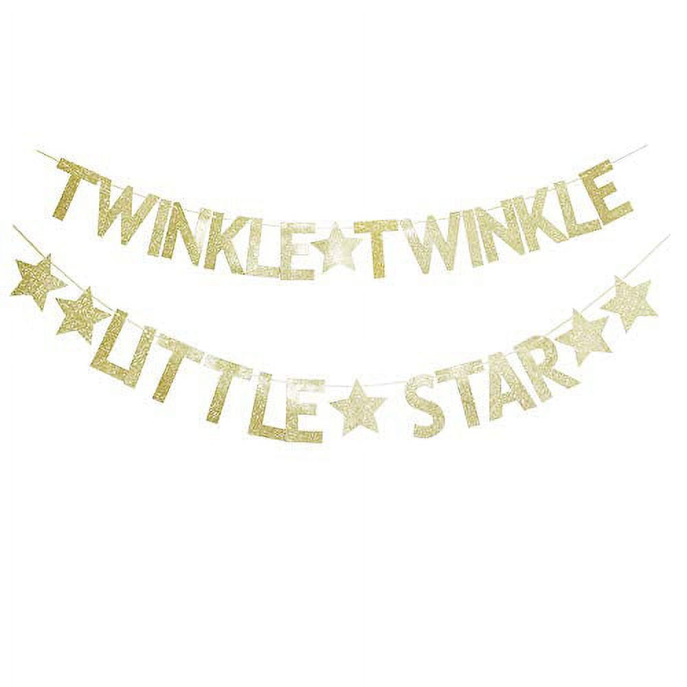 Twinkle Twinkle Little Star Gold Glitter Banner for Baby Shower/Kids ...