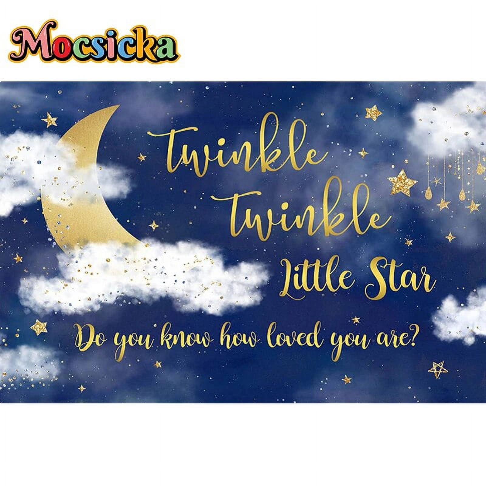 Twinkle Twinkle Newborn Photography Background Starry Sky Gold Stars Moon Baby Shower Backdrop ...
