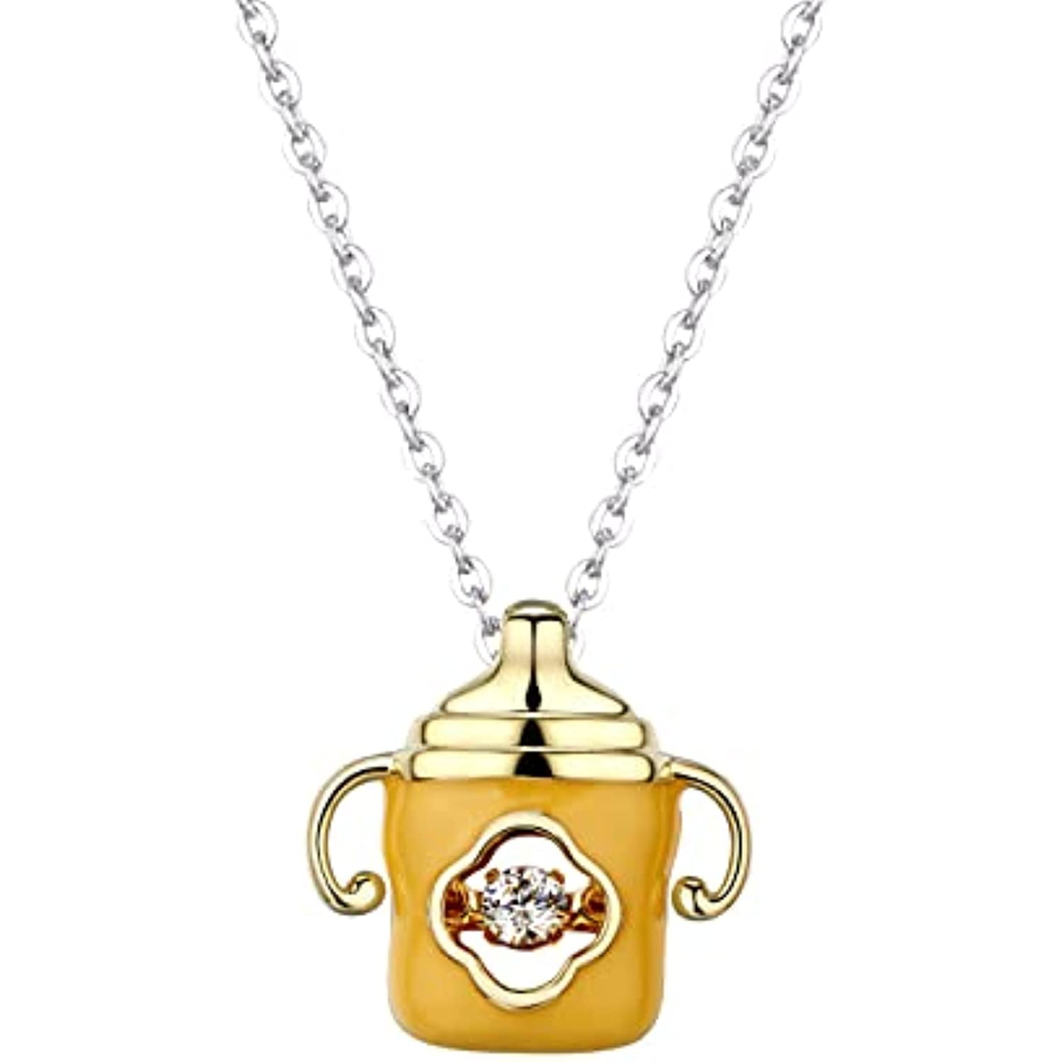 Twinkles by Sevan 18k yellow gold plated "BABY SIPPY CUP" with Swarovski crystal dancing stone ...
