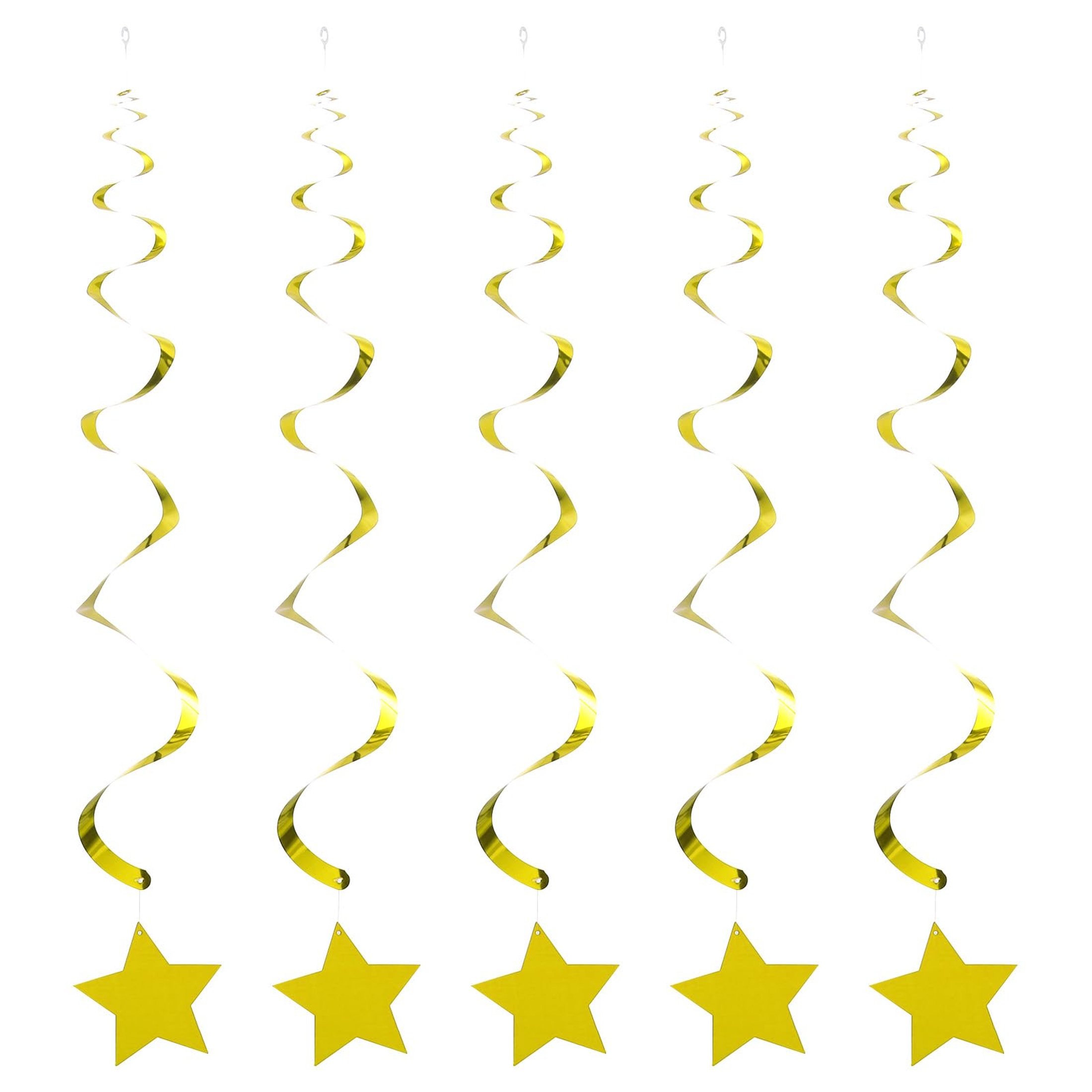 Twinkling Gold Star Streamers - 15 Set Shiny Hanging Decorations for ...