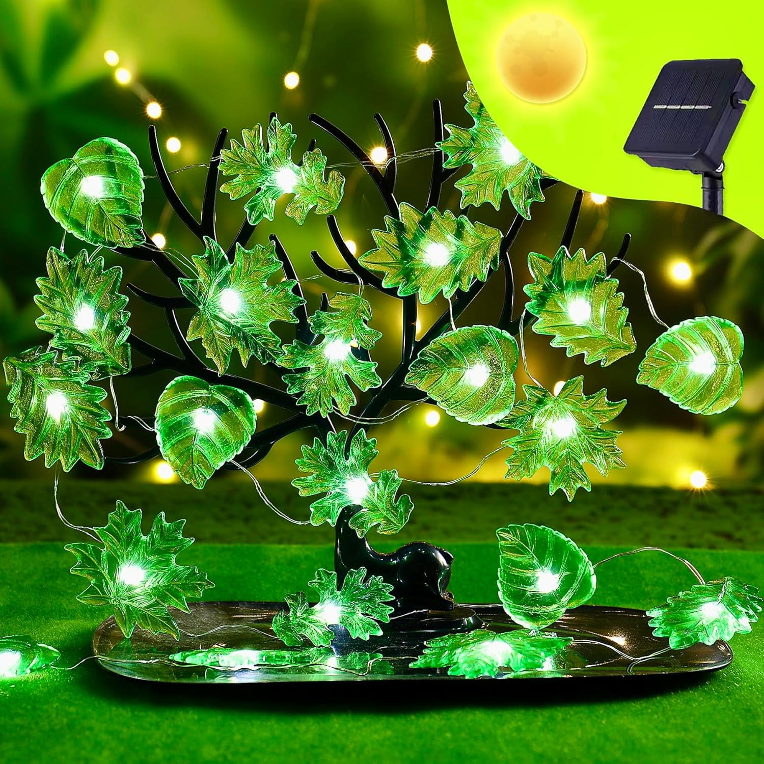 Twinkling Leaf Oasis Vine Lights 14ft Solar String Lights with 40 LED ...