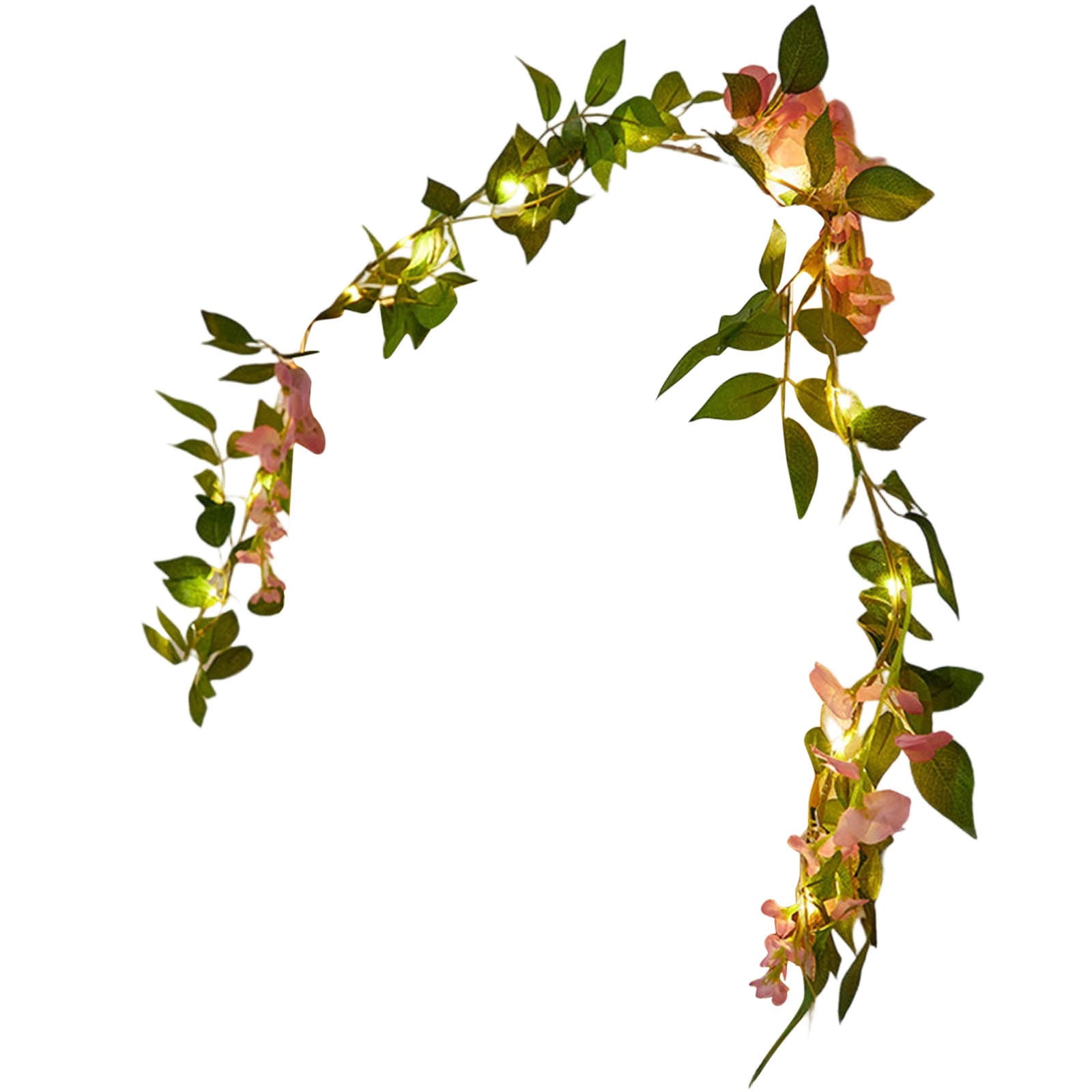 Twinkling Tree Green Leaf Garland Light, Artificial Leaf Garland with ...