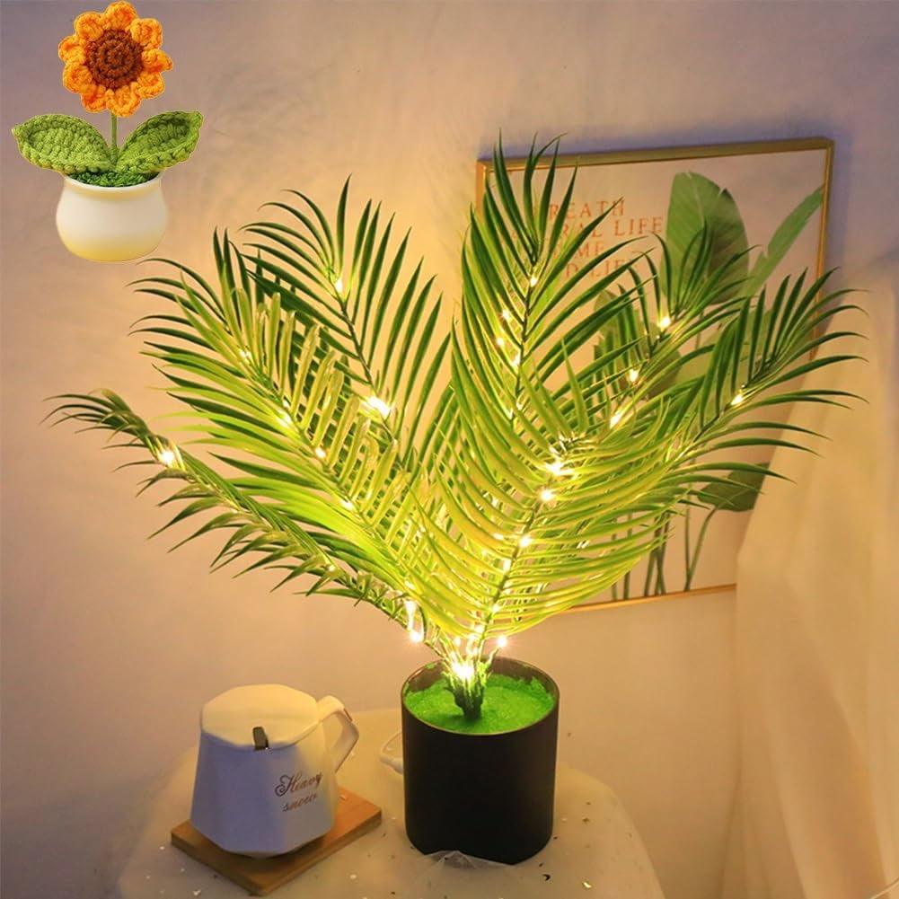 Twinkling Tree Palm Paradise Lamp, Outdoor Lighted Tropical Tree ...