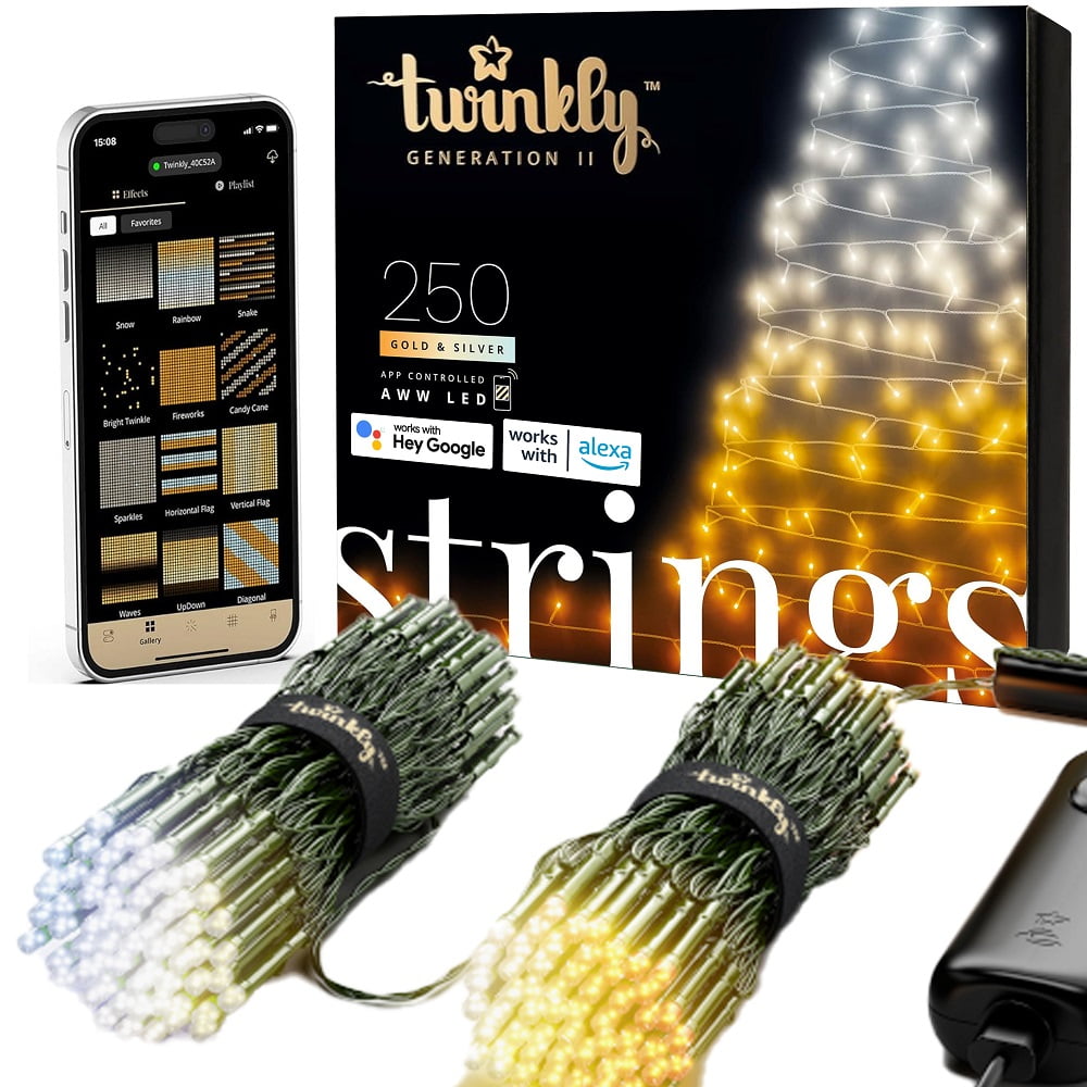 Twinkly 105ft Smart LED Lights, 400 AWW, WiFi/Bluetooth, Sync Music ...