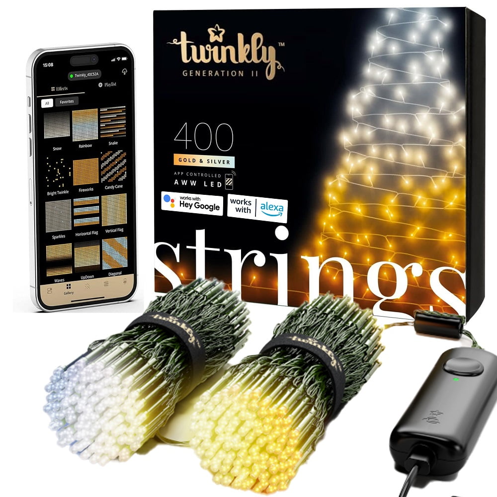 Twinkly App-Controlled 105ft Smart String LED Lights with 400 AWW LEDs ...