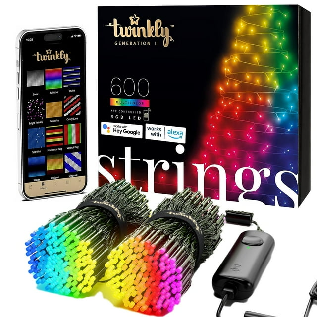 Twinkly 157ft Smart LED Lights - 600 RGB, App-Controlled, WiFi ...